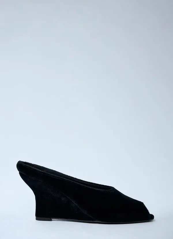 TOTEME Velvet Peep-toe Wedge Mules - Black
