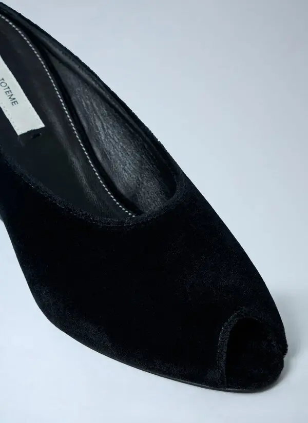 TOTEME Velvet Peep-toe Wedge Mules - Black