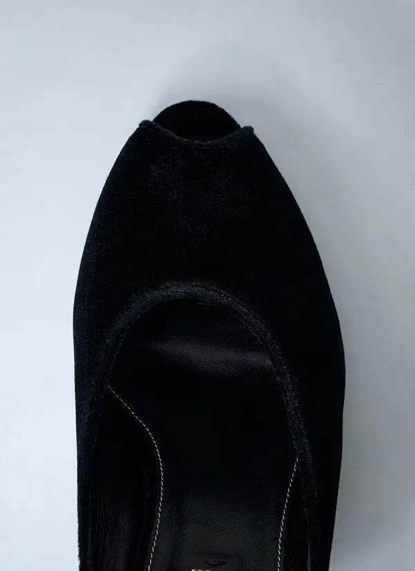 TOTEME Velvet Peep-toe Wedge Mules - Black