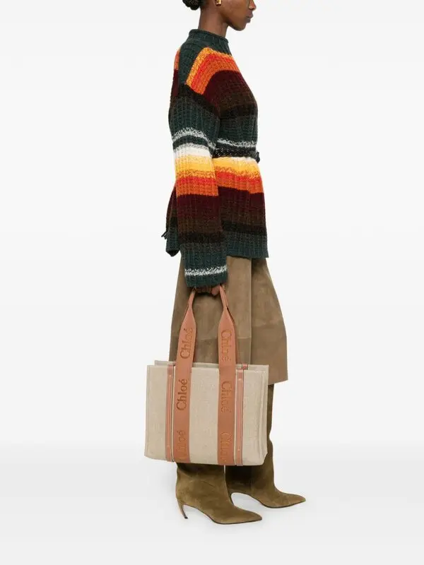 Chloé Woody Linen Tote Bag - Multicolor