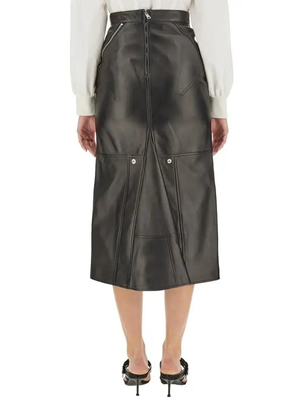 Alexander McQueen Leather Midi Skirt
