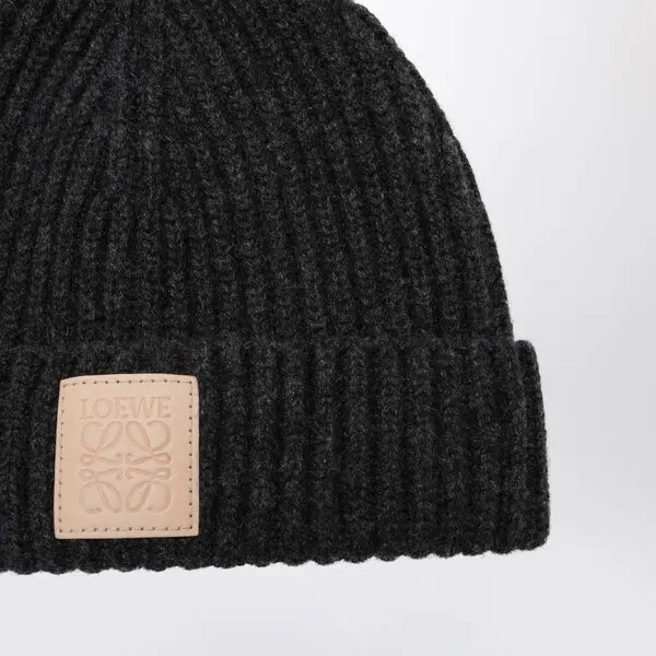 Loewe Ribbed Cashmere Beanie - Black