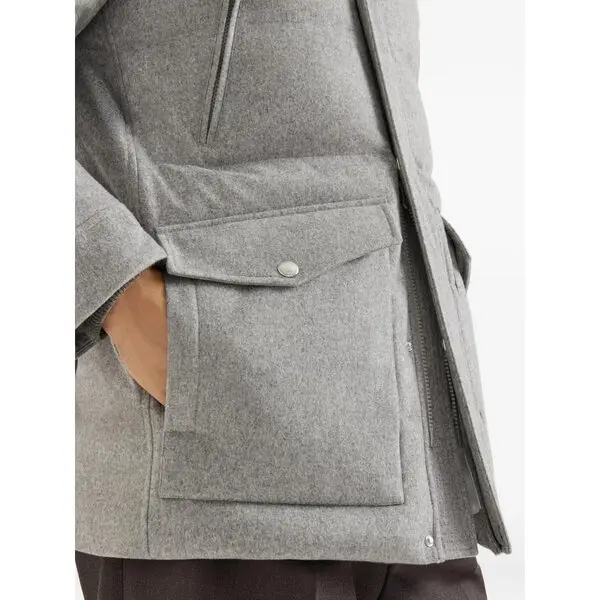 Brunello Cucinelli Padded Wool Flannel Jacket - Gray