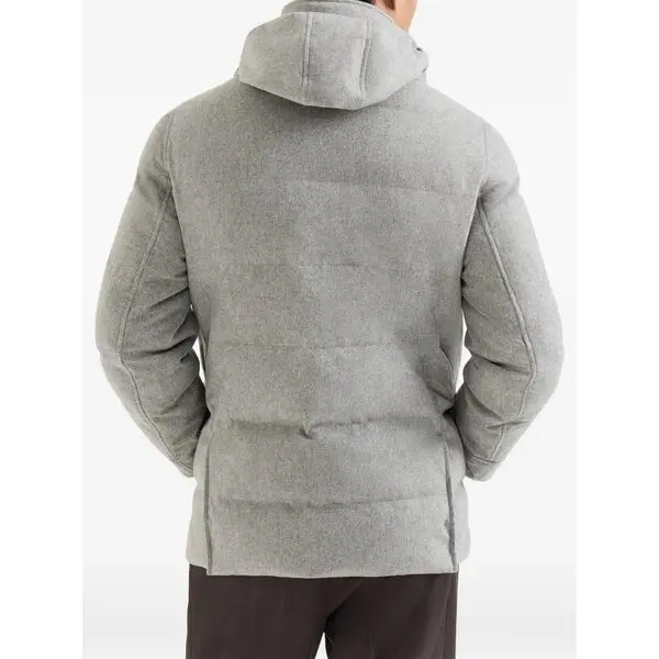 Brunello Cucinelli Padded Wool Flannel Jacket - Gray