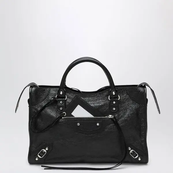 Balenciaga Le City Medium Bag In Arena Lambskin Leather - Black