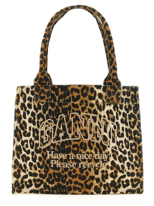GANNI Leopard' Large Shopping Bag - Brown