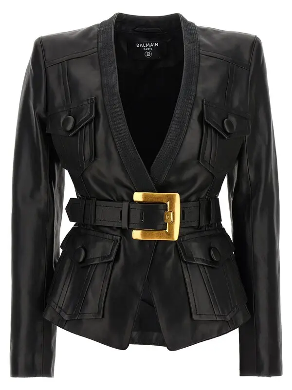 Balmain Leather Jacket - Black