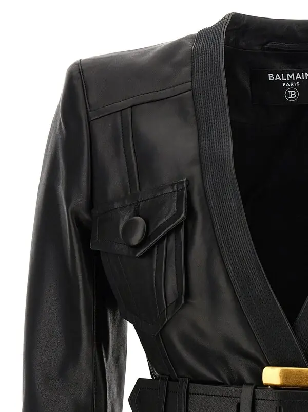 Balmain Leather Jacket - Black