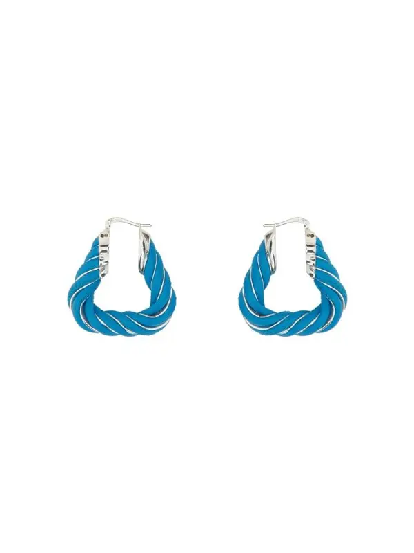 Bottega Veneta Triangular Twist Hoop Earrings - Blue
