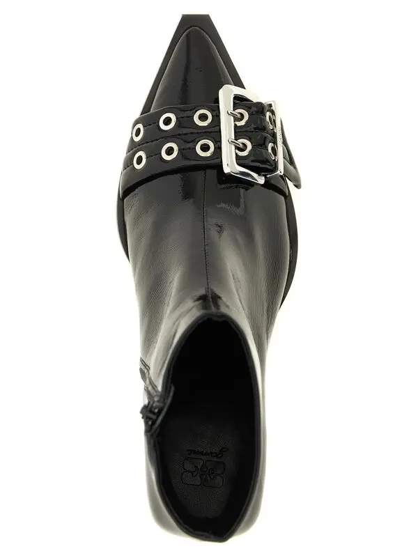 GANNI Buckle Ankle Boots - Black