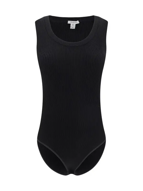 Alaïa Ribbed Bodysuit - Black