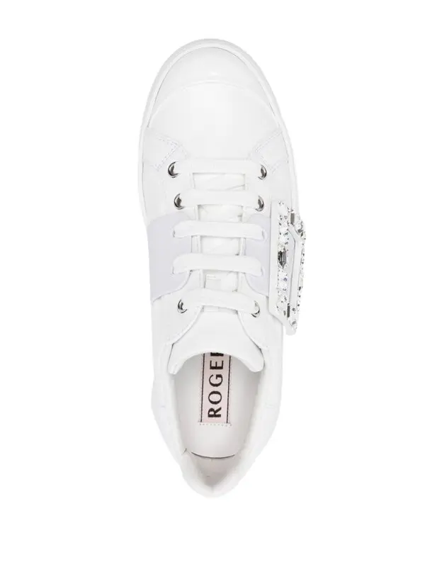 ROGER VIVIER Viv Skate High Strass Leather Sneakers - Multicolor