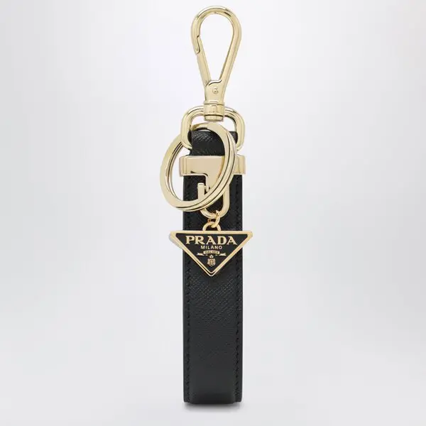 Prada Saffiano Leather Keyring With Triangle Logo