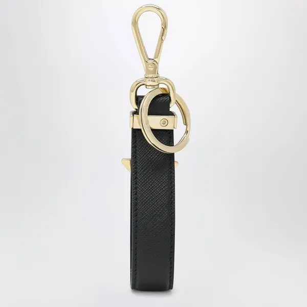 Prada Saffiano Leather Keyring With Triangle Logo