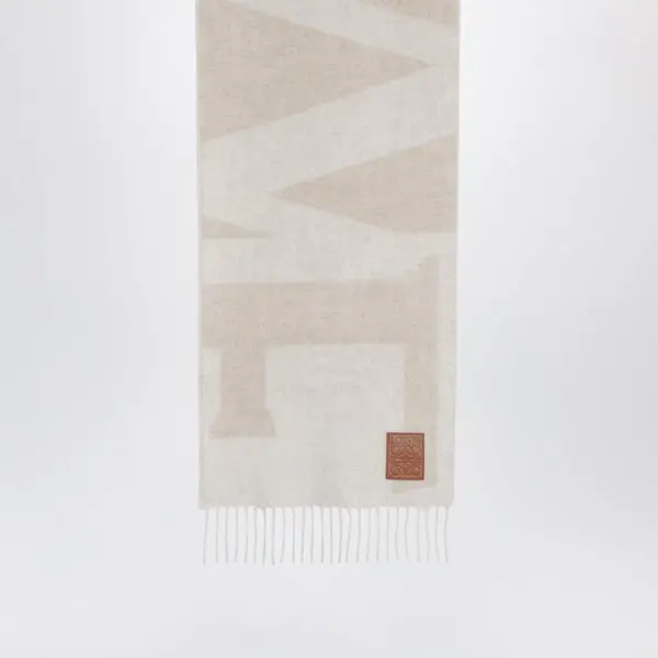 Loewe Two-tone Beige Jacquard Cashmere Scarf