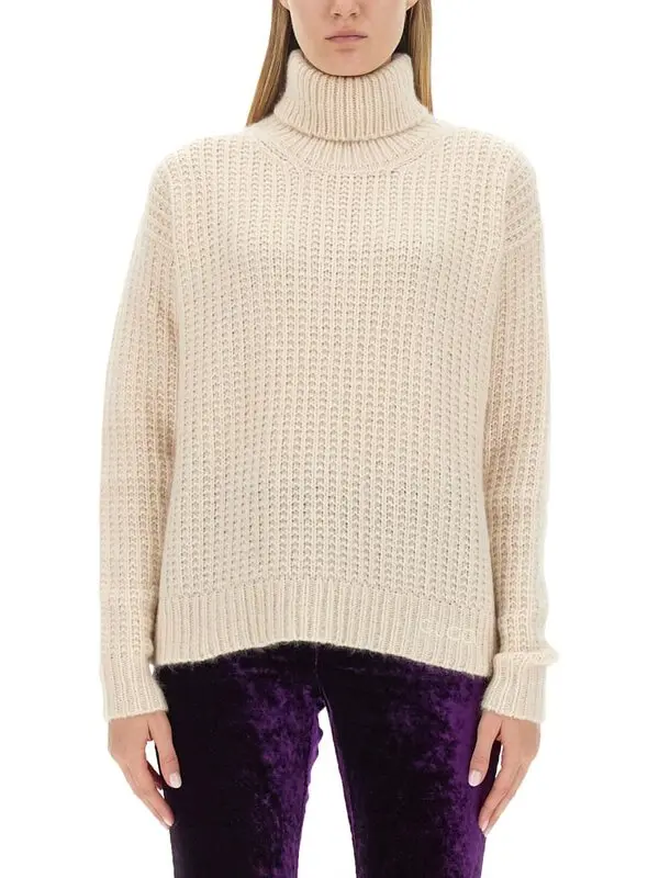 Gucci Silk And Cashmere Turtleneck Sweater - Cream