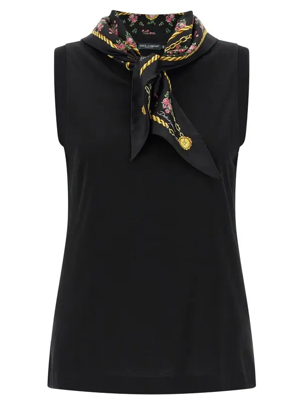 Dolce & Gabbana T-shirt With Scarf - Black