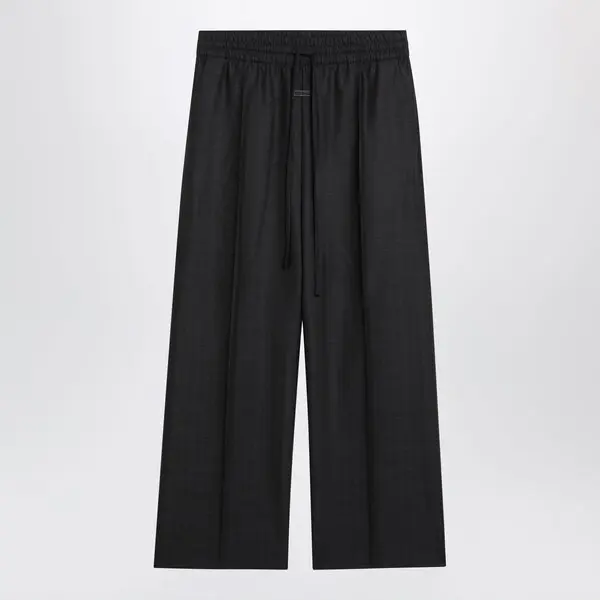 Fear Of God Dark Grey Wide-leg Wool Trousers - Gray