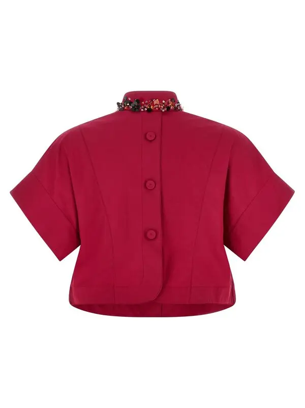 Fendi Embroidered Collar Cotton Poplin Shirt - Multicolor