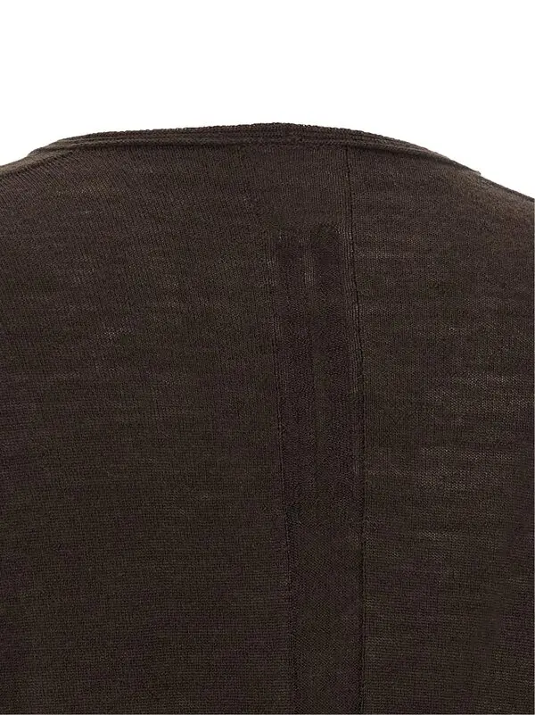 Rick Owens Virgin Wool Cropped V-neck Knit Top - Brown