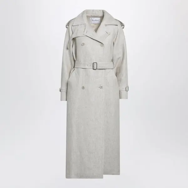 Max Mara Linen Drill Double-breasted Duster Coat - Cream