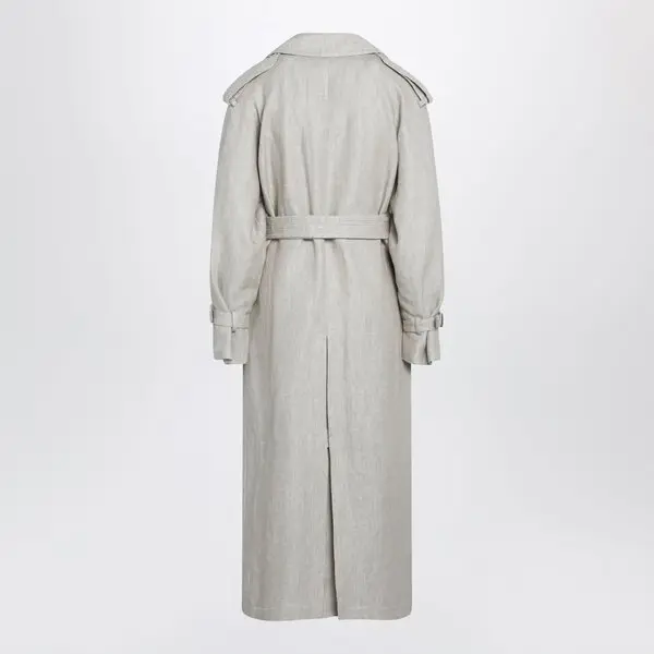 Max Mara Linen Drill Double-breasted Duster Coat - Cream