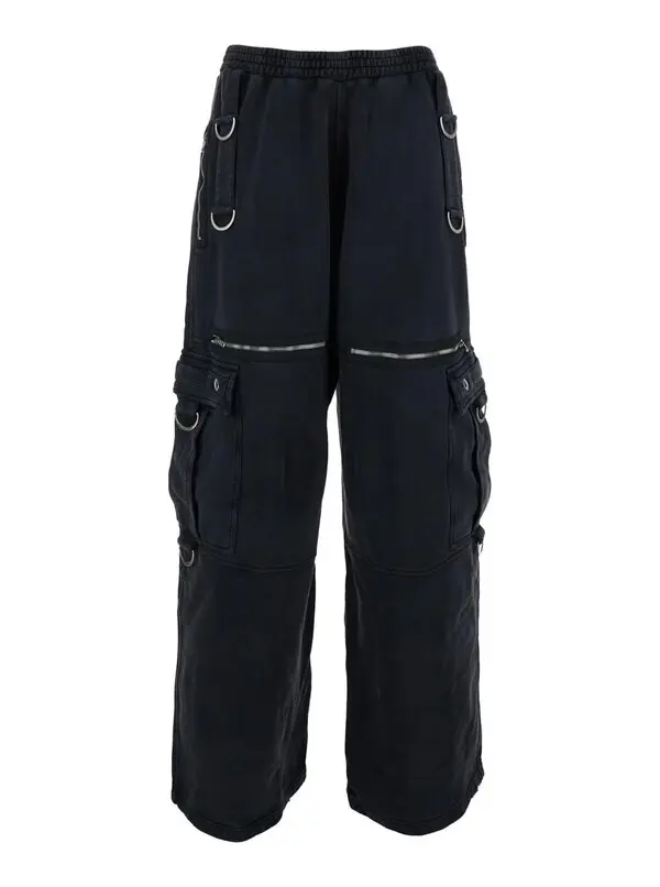 Balenciaga Black Cargo Pants With Applied Rings On Front And Back In Cotton For - Multicolor