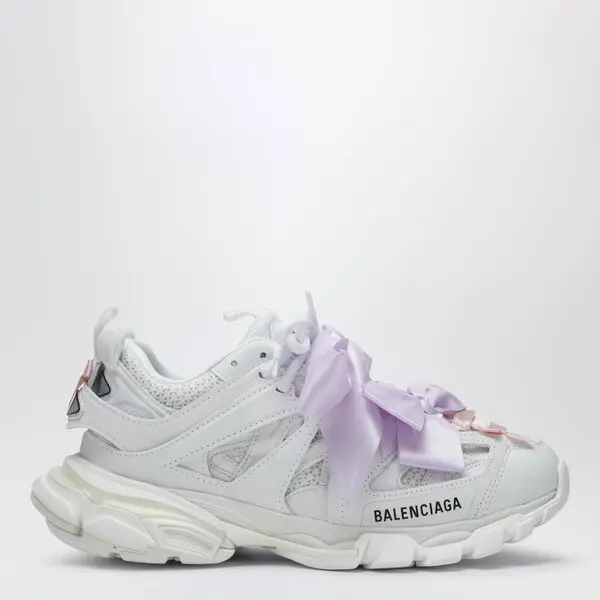 Balenciaga Mixed Materials Track Bow Sneakers - White