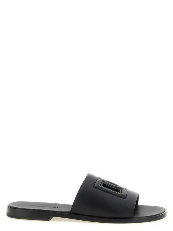 Dolce & Gabbana Dg Light Calf Leather Sandals - Black