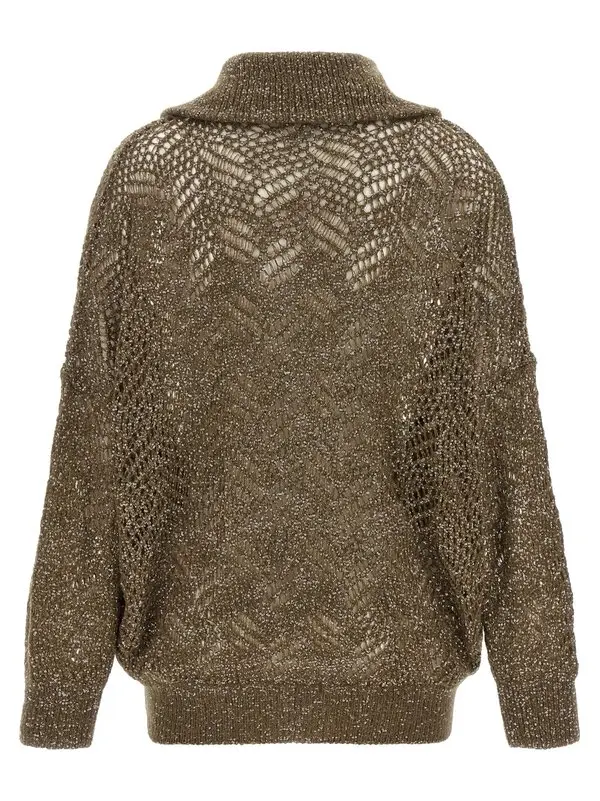 Brunello Cucinelli Dazzling Abstract Leaf Cardigan - Brown