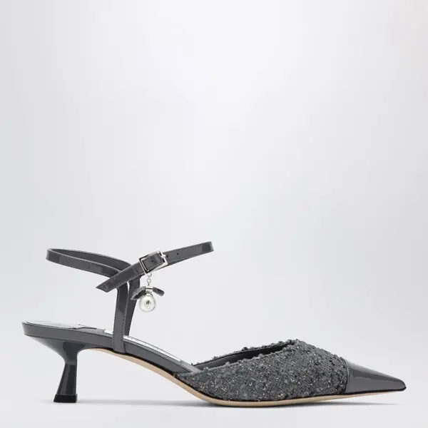 JIMMY CHOO Leather And Fabric Slingbacks - Gray