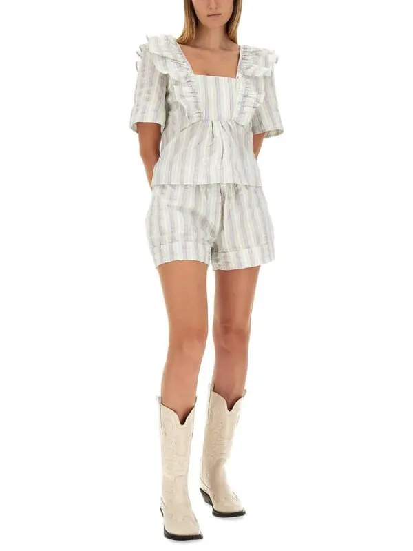 GANNI Ruffle Blouse - Multicolor