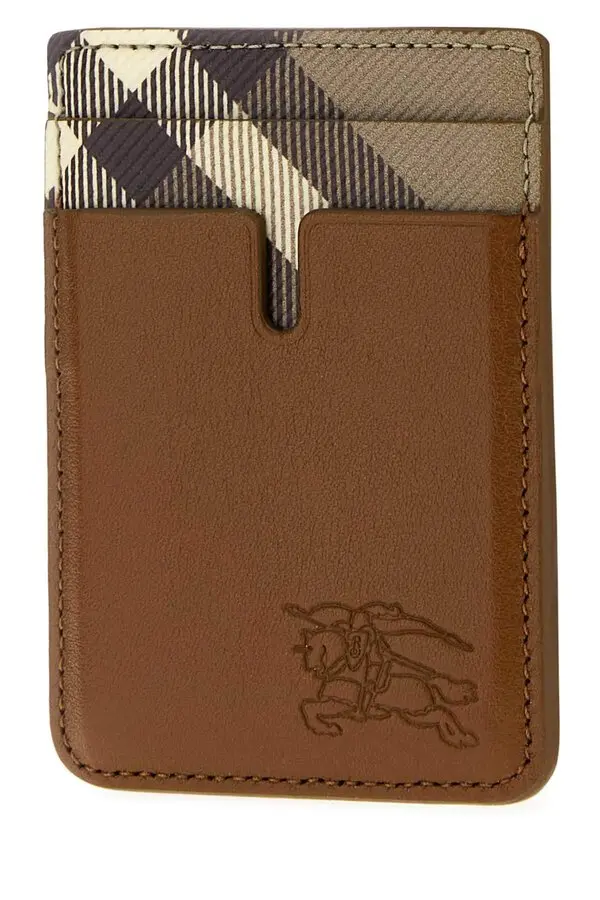 Burberry Leather Pop Check Card Holder - Brown