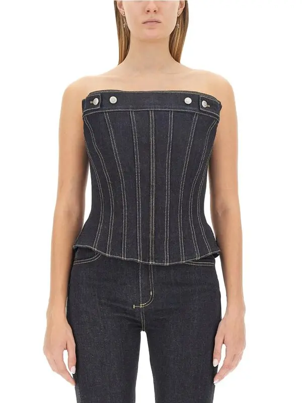 Alexander McQueen Top In Bustier - Blue
