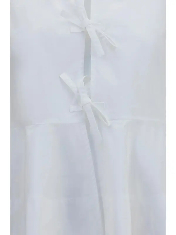 GANNI Cotton Poplin Blouse With Bows - White