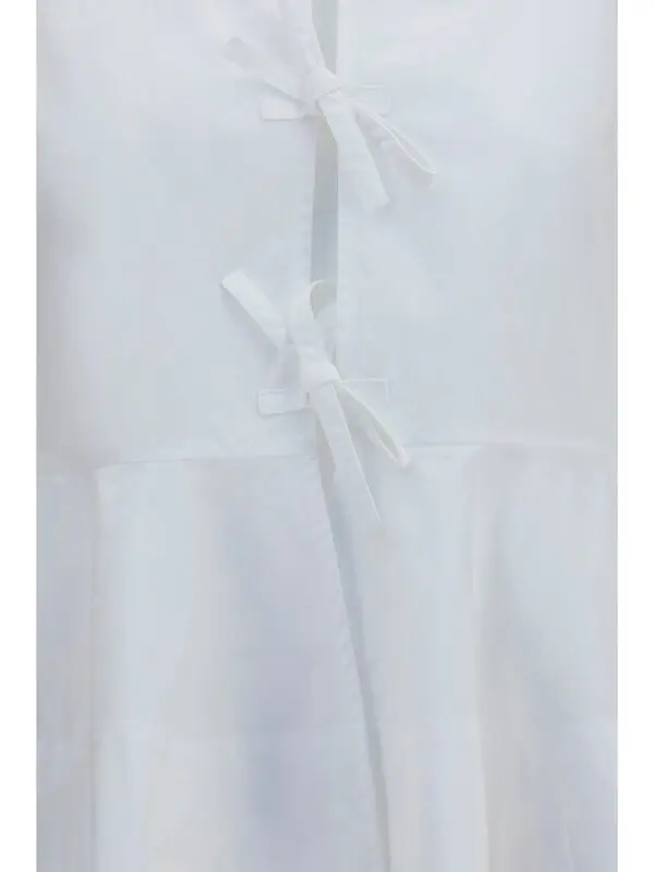 GANNI Cotton Poplin Blouse With Bows - White