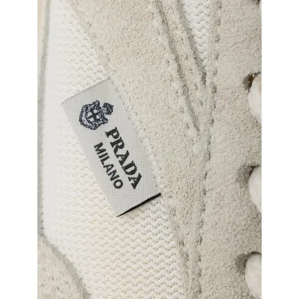 Prada Mesh And Suede Sneakers - Cream