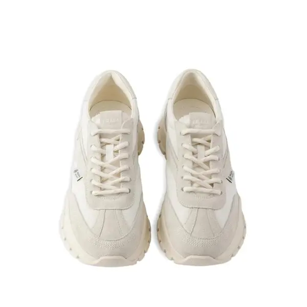 Prada Mesh And Suede Sneakers - Cream