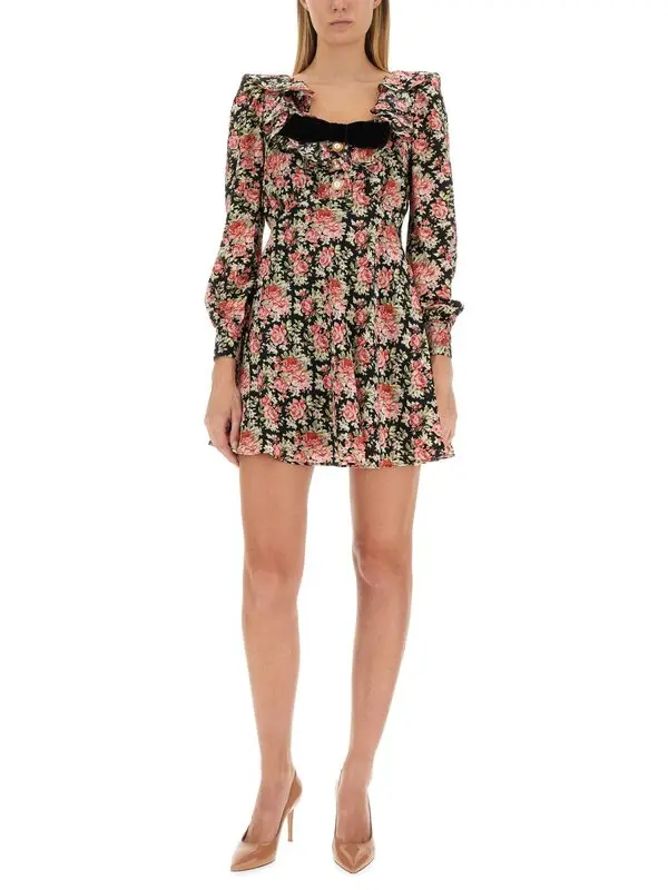 Alessandra Rich Floral Print Silk Mini Dress