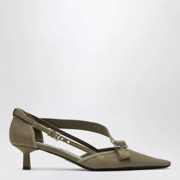 Prada Canvas Pumps In Forest Color