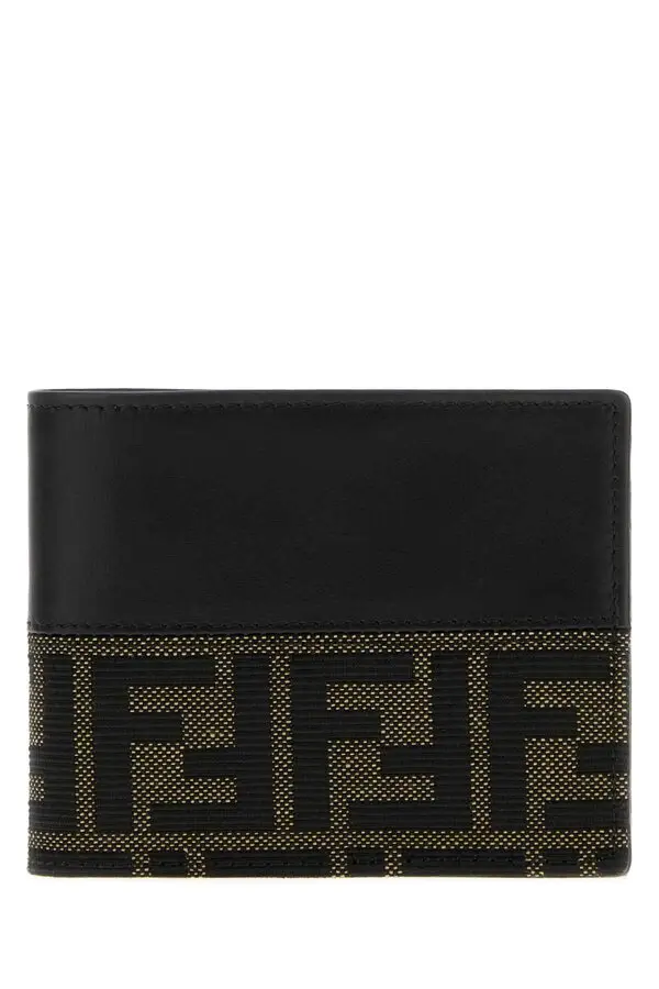 Fendi Two-tone Jacquard And Leather Ff Wallet - Multicolor