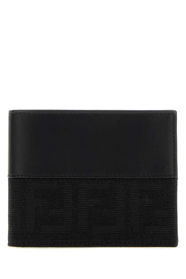 Fendi Jacquard And Leather Ff Wallet - Black