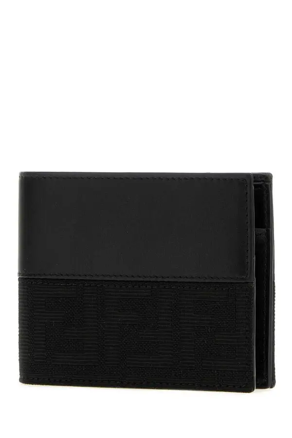 Fendi Jacquard And Leather Ff Wallet - Black