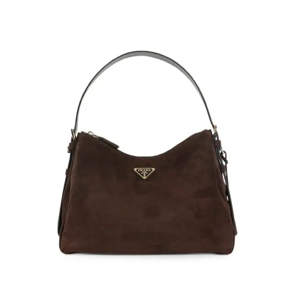 Prada Aimée Suede Shoulder Bag - Brown