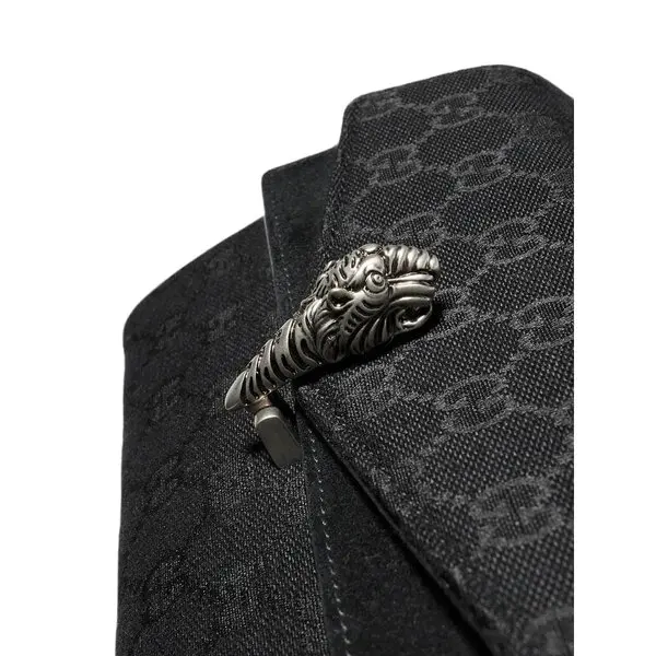 Gucci Gg Monogram Canvas Tiger Head Shoulder Bag