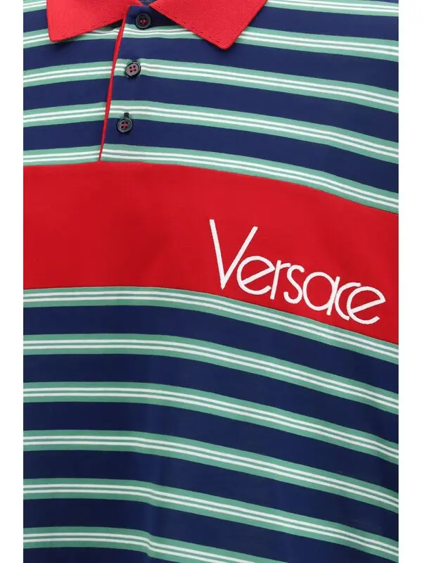 Versace Striped Cotton Polo