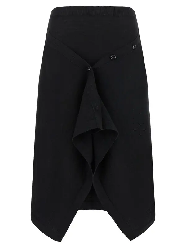 LEMAIRE Button Asymmetrical Skirt - Black