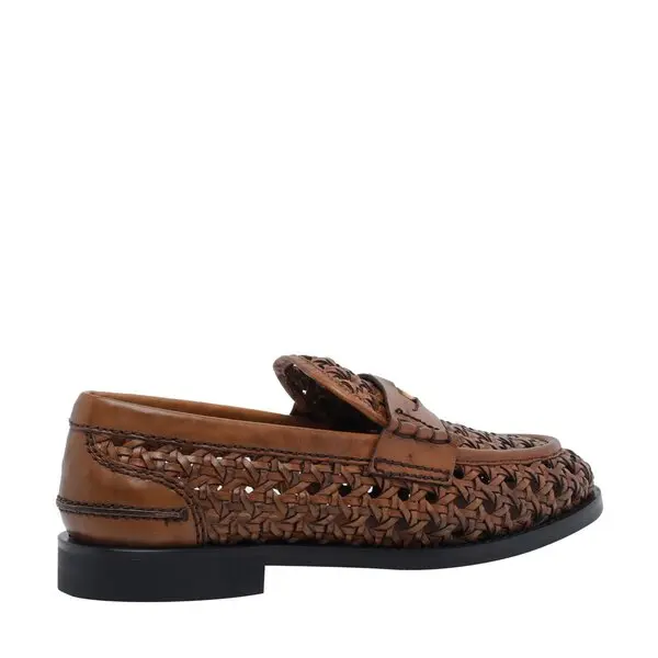 Miu Miu Logo Loafers - Brown