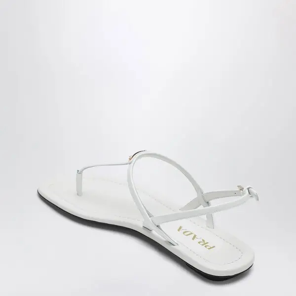 Prada Patent Leather Thong Sandals - White