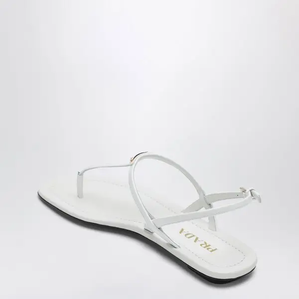 Prada Patent Leather Thong Sandals - White